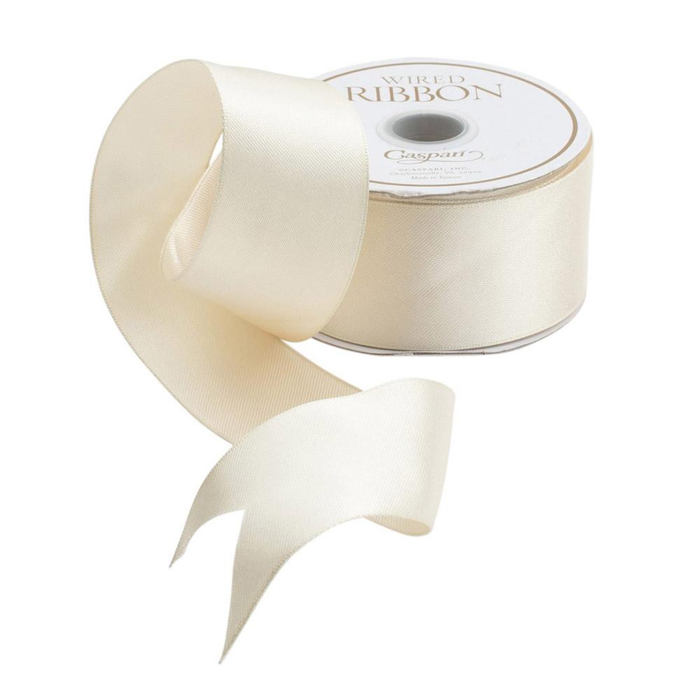 Caspari Solid Ivory Satin Wired Ribbon - 9 Yard Spool – Caspari UK